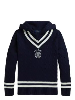 POLO RALPH LAUREN Polo Ralph Lauren Cableknit V-Neck Hooded Sweater