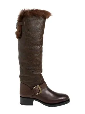 Dsquared2 Round Toe Knee-high Buckled Boots - Brown