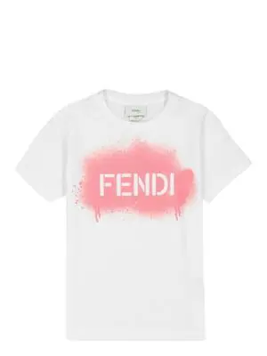 Fendi Crewneck Short Sleeve T-shirt With Spray Paint Heart Print - No