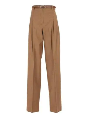 Max Mara Lago Belted Pleated Trousers - Brown