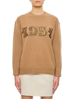 Max Mara 1952' Sequin Logo Knit Sweater - Multicolor