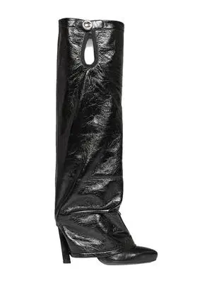 Attico Black Crackled Leather High Boots - Multicolor