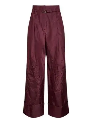 Fendi Burgundy Silk Taffeta High-rise Trousers - Multicolor