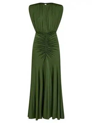 SELF-PORTRAIT Gathered Jersey Maxi Dress - Multicolor