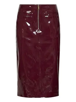 SELF-PORTRAIT Glossy Faux Leather Midi Skirt - Multicolor