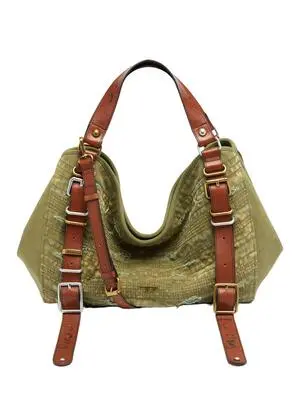 DIESEL® D-one-medium Top-handle Bag In Distressed Canvas - Green