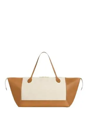 Celine Cabas Frame Leather And Canvas Tote - Multicolor