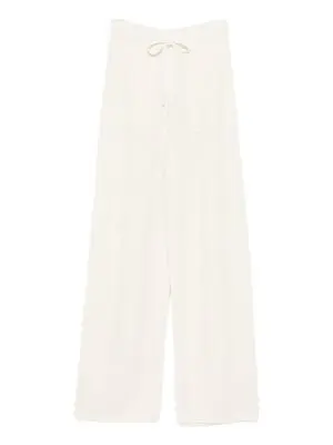 Max Mara White Cashmere Wide Leg Trousers - Multicolor