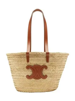 Celine Raffia Tote Bag With Leather Trim - Multicolor