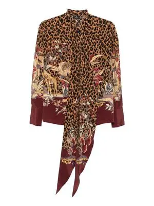 Etro ETRO Printed Silk Shirt With Pussy-Bow Collar Multicolor