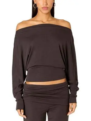 NIA Elisabetta Off-the-shoulder Top - Coal