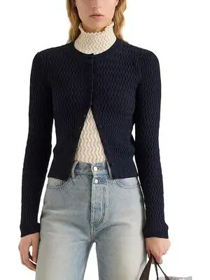 Proenza Schouler White Label Marci Crewneck Cardigan - Navy