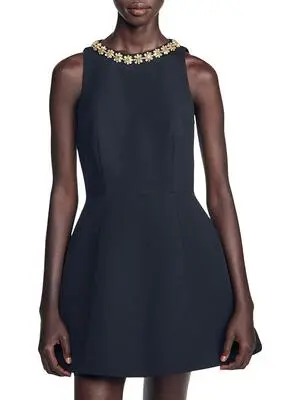 Sandro Embellished Mini Dress - Black