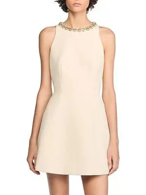 Sandro Embellished Mini Dress - Vanilla