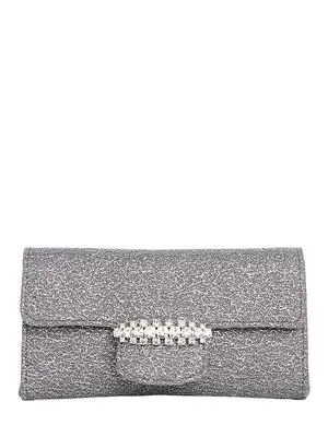 JIMMY CHOO Bing Embellished Wallet On Chain - Anthracite/silver