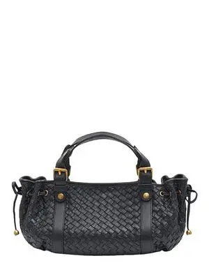 Gerard Darel Small Woven Leather Handbag - Black