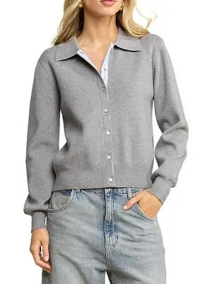 ELEVATOR DISCO Katherine Collared Cardigan - Gray
