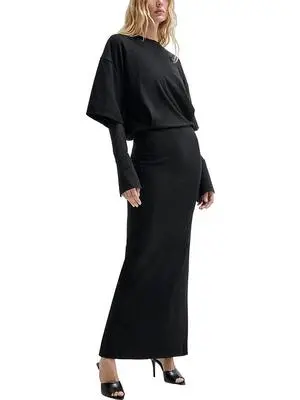 DARKPARK Wool Layered Sleeve Maxi Dress - Black