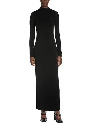 Alexander McQueen Long Sleeve Lace Trim Maxi Dress - Black