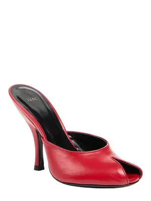 JUDE Leather Mule Pumps - Red