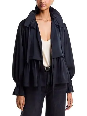 Cinq À Sept Azira Tie Neck Flared Cuff Jacket - Black