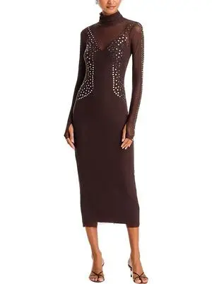 AFRM Shailene Studded Mesh Dress - Espresso