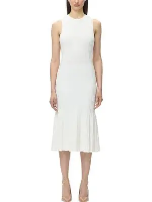 Herve Leger The Lauren Flare Hem Midi Dress - Alabaster