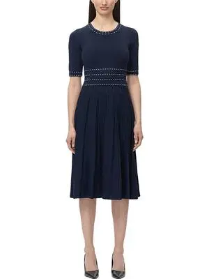 Herve Leger Kimberly Box Pleat Dress - Storm/alabaster