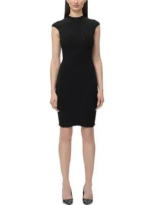 Herve Leger The Brittany Mock Neck Dress - Black