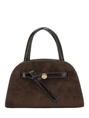 Tory Burch Cow Suede And Leather Top Handle Handbag - Brown