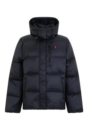 Polo Ralph Lauren Nylon Hooded Down Jacket With Logo Detail - Black