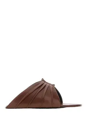 Saint Laurent Nappa Leather Slippers - Brown