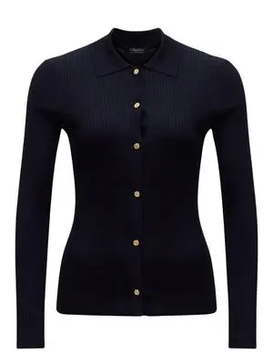 Max Mara Ribbed Knit Cardigan - Navy