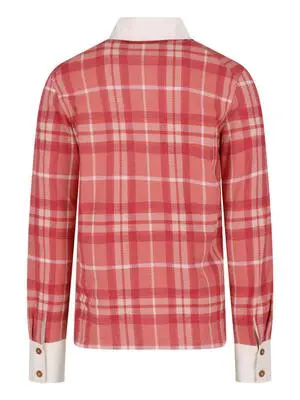 VIVIENNE WESTWOOD Plaid Long-sleeve Polo Shirt - Orange
