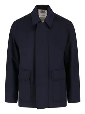 LARDINI Wool Short Coat With Patch Pockets - Blue
