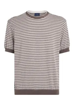 Paul & Shark Silk-cotton Stripe T-shirt - Brown