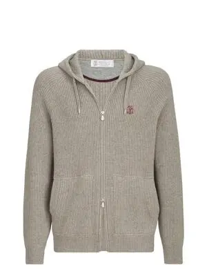 Brunello Cucinelli Brunello Cucinelli Men Logo Cashmere Hoodie Multicolor