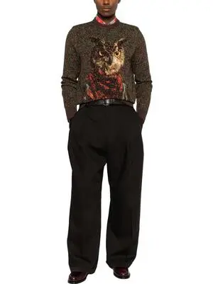 Etro ETRO Multicolor Owl Print Crew Neck Long Sleeve Knitwear Multicolor