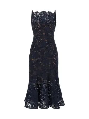 SELF-PORTRAIT Spiral Lace Midi Dress - Blue
