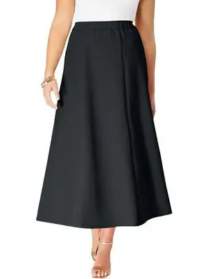 Roaman's Bend Over® A-line Maxi Skirt - Black