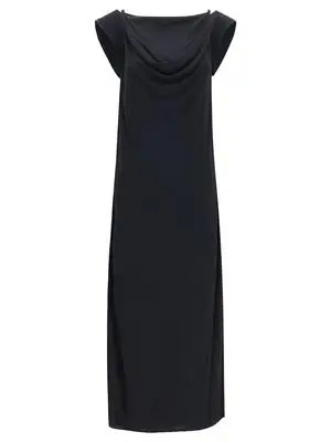 Bottega Veneta Viscose Crêpe Jersey Dress With Leather Straps - Black