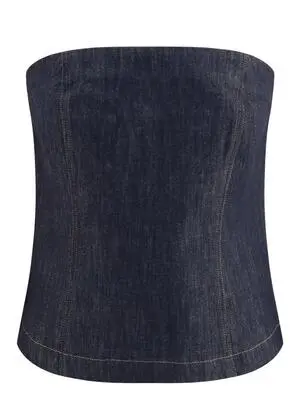 Brunello Cucinelli Denim Effect Twill Bandeau Top - Blue