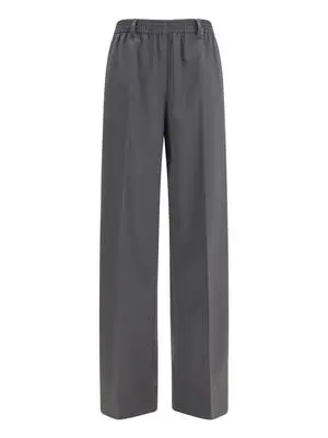 Miu Miu Elasticated Straight Leg Wool Pants - Grey