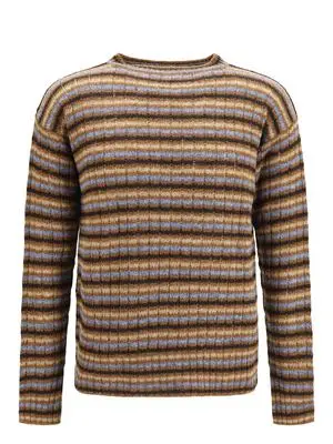 Prada Wool Crewneck Sweater With Multicoloured Stripes - Multicolour