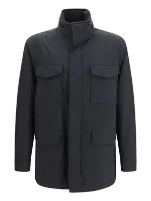 Brioni Perfora Wool Blend Sahariana Jacket - Blue