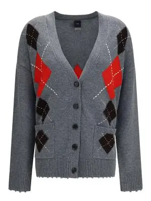 Pinko Bristol Wool And Cashmere Diamond Cardigan - Grey