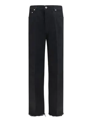 Rick Owens Cotton Jeans With Frayed Hem - Black