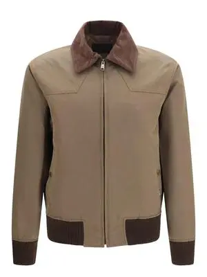Prada Jacket With Corduroy Collar - Brown