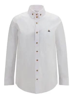 VIVIENNE WESTWOOD Orb Embroidered Cotton Shirt - White