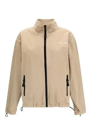 Miu Miu Miu Miu Gabardine Zip Jacket Beige